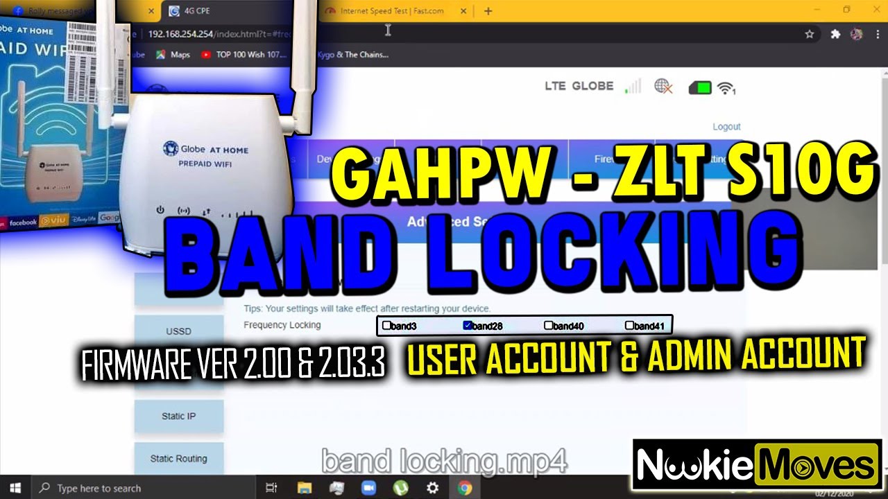 ZLT S10G Band Locking Tutorial | Globe at Home Prepaid Wifi - YouTube