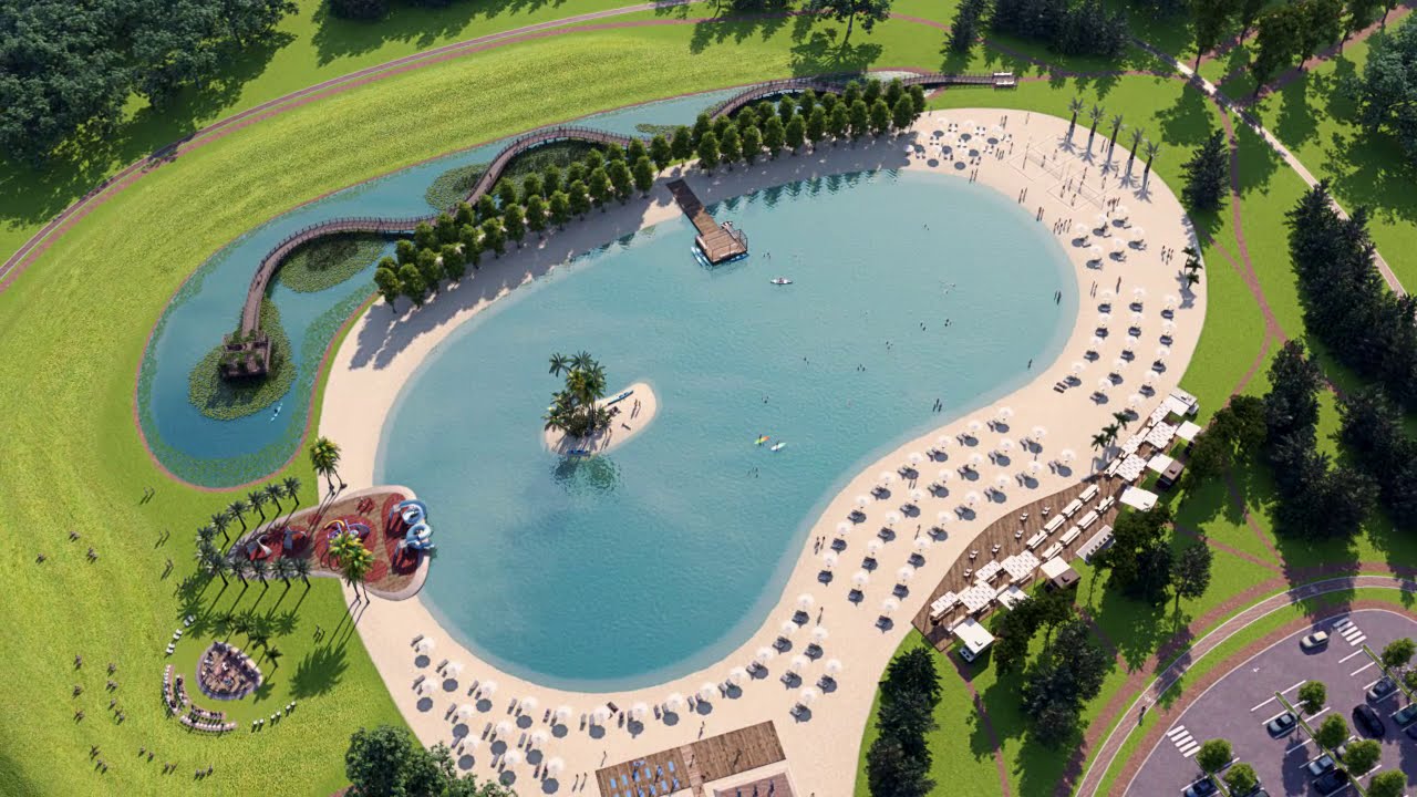 3D Animation of Artificial beach with Island - EcoBeach Project - YouTube