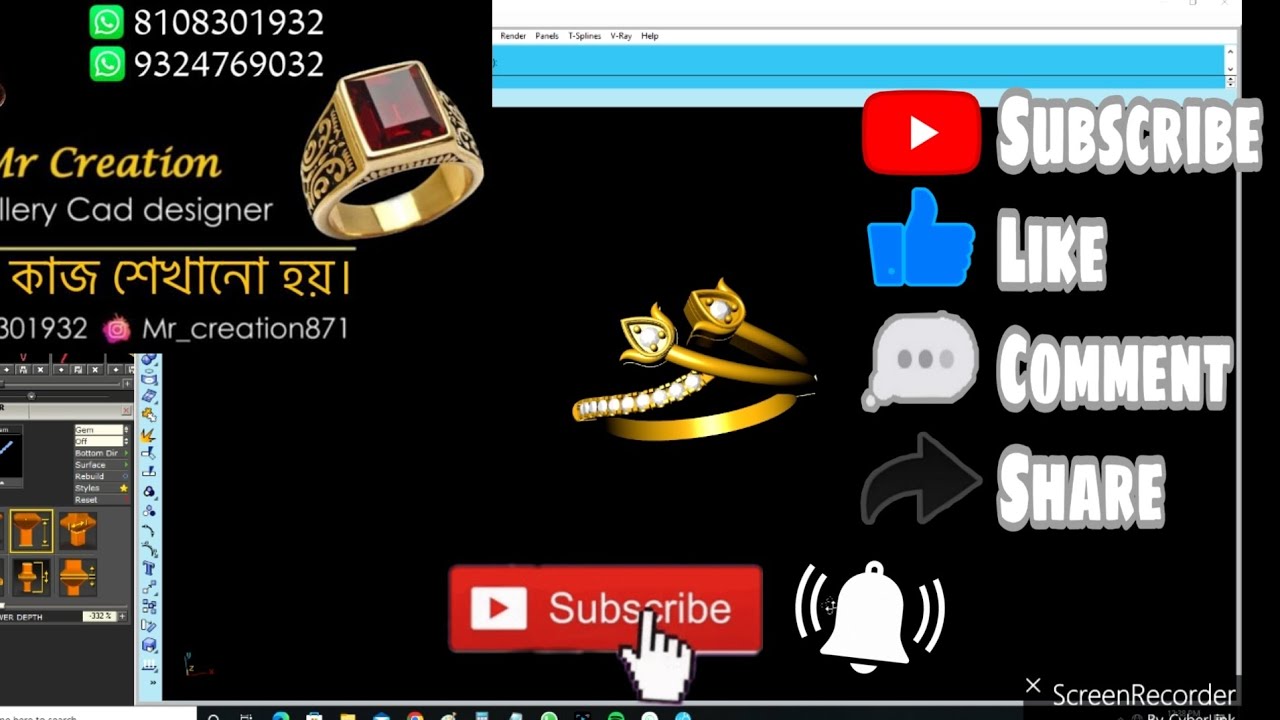 Ring rhino matrix 3D Jwellery cad - YouTube
