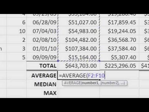 SUM, AVERAGE, MEDIAN, MAX & MIN | Microsoft Excel - YouTube