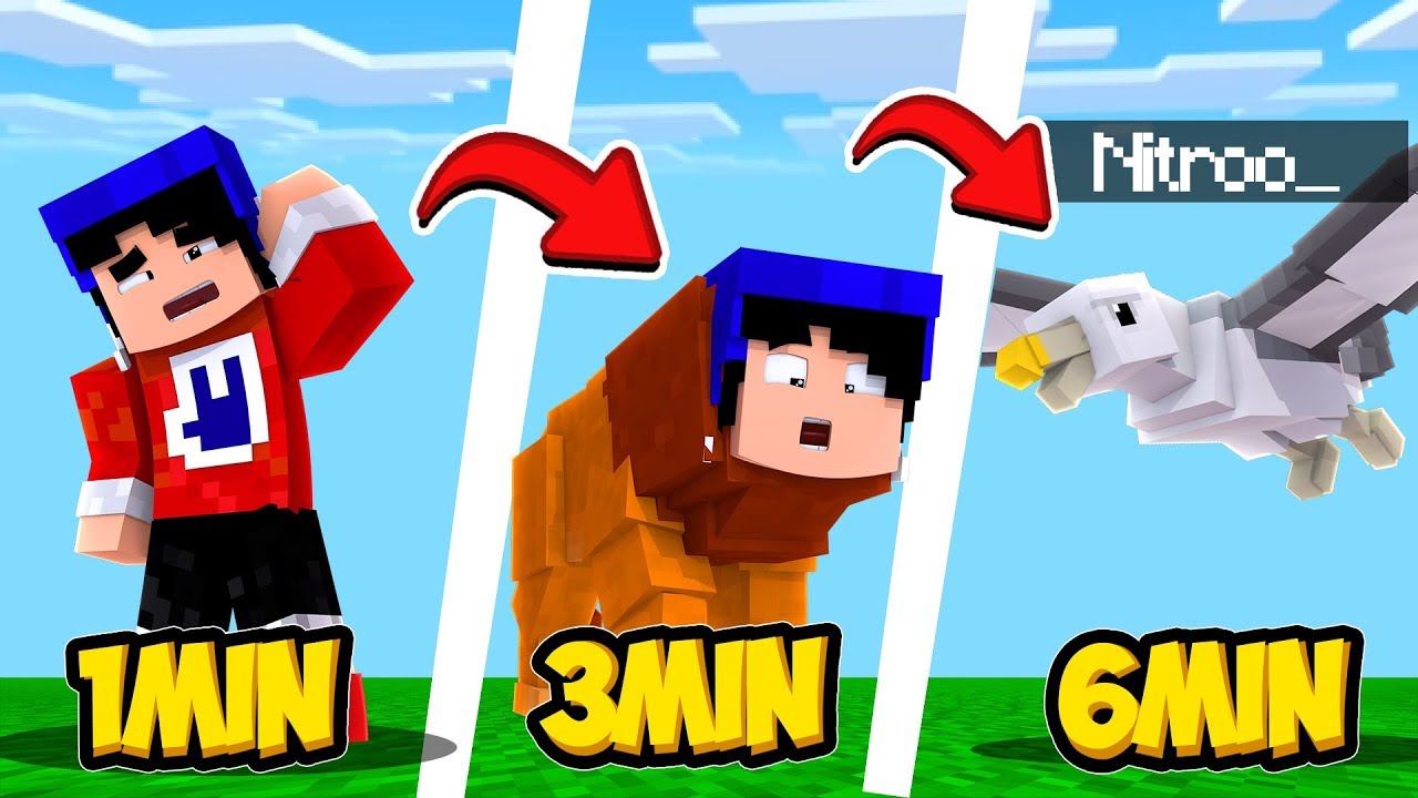 MINECRAFT SÓ QUE A CADA 3 MINUTOS VIRO UM ANIMAL « Nitro » - YouTube
