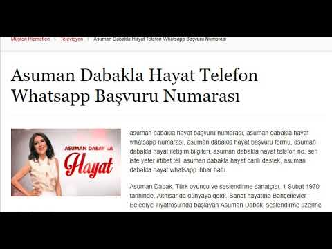 Asuman Dabakla Hayat Telefon Whatsapp Başvuru Numarası