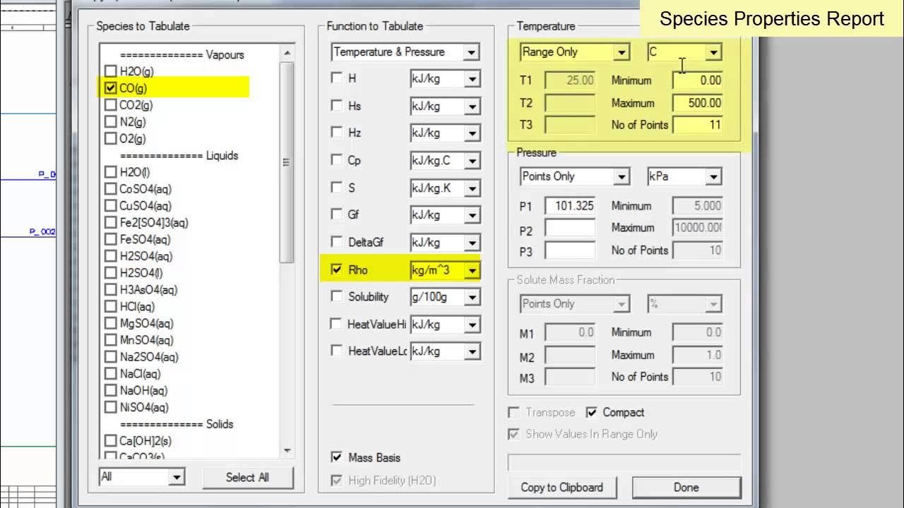 SysCAD Tutorial Section 3.5 Species Properties Report - YouTube