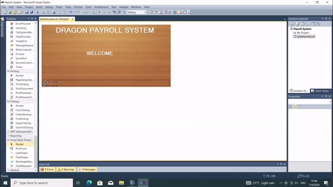 Sample Payroll prjct1 SplashScreen design and coding using rectangle ...