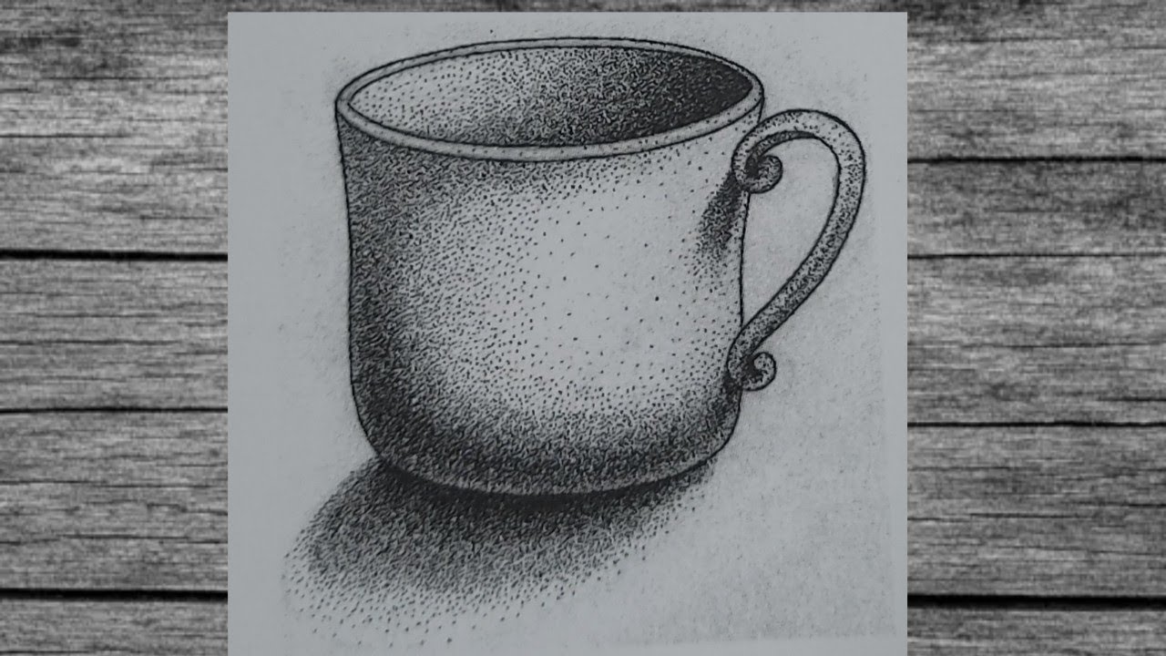 Stippling Drawing | How To Draw A Cup Using Dots📝 - YouTube