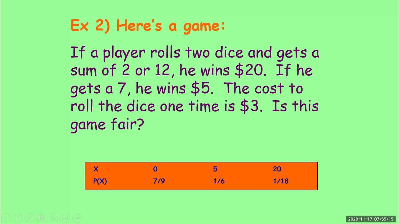 Discrete Continuous Expected Value Notes Day1 - YouTube