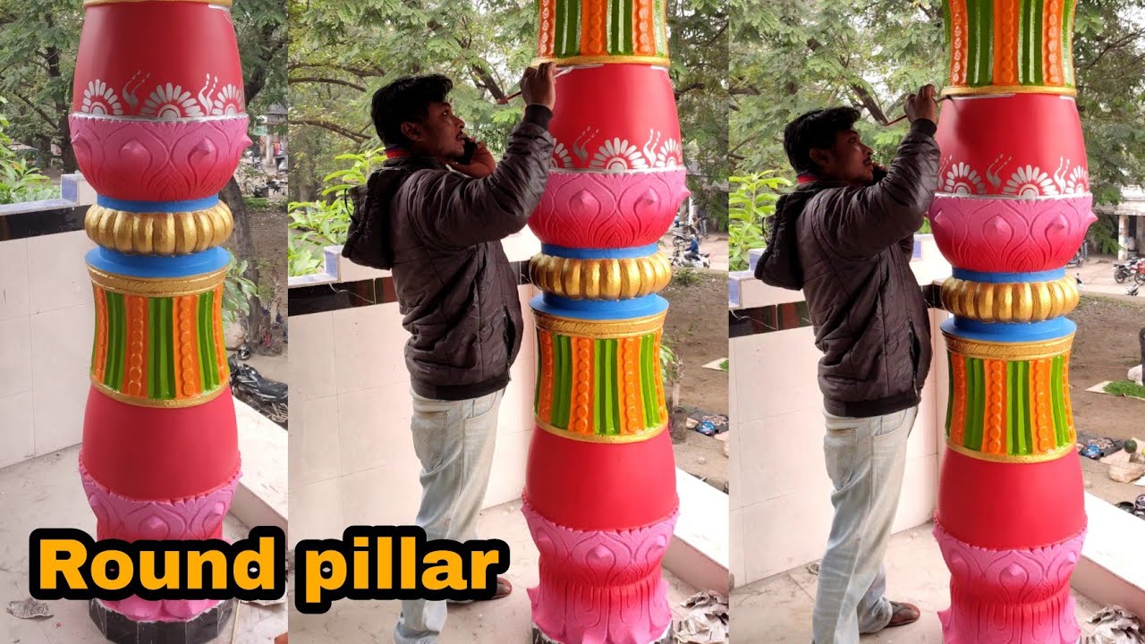 Round pillar Colourful pillar Design by-Rakesh Babu - YouTube