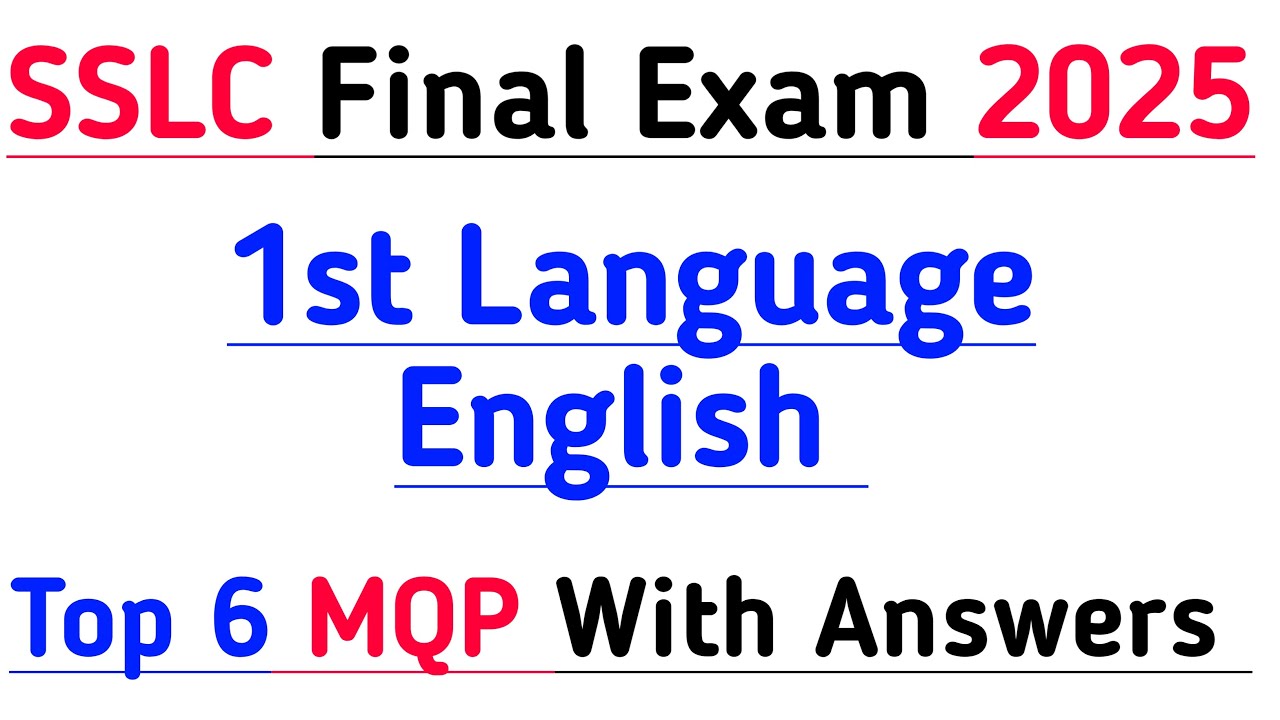 SSLC 1st Language English Top 6 Model Question Paper with Answers - YouTube