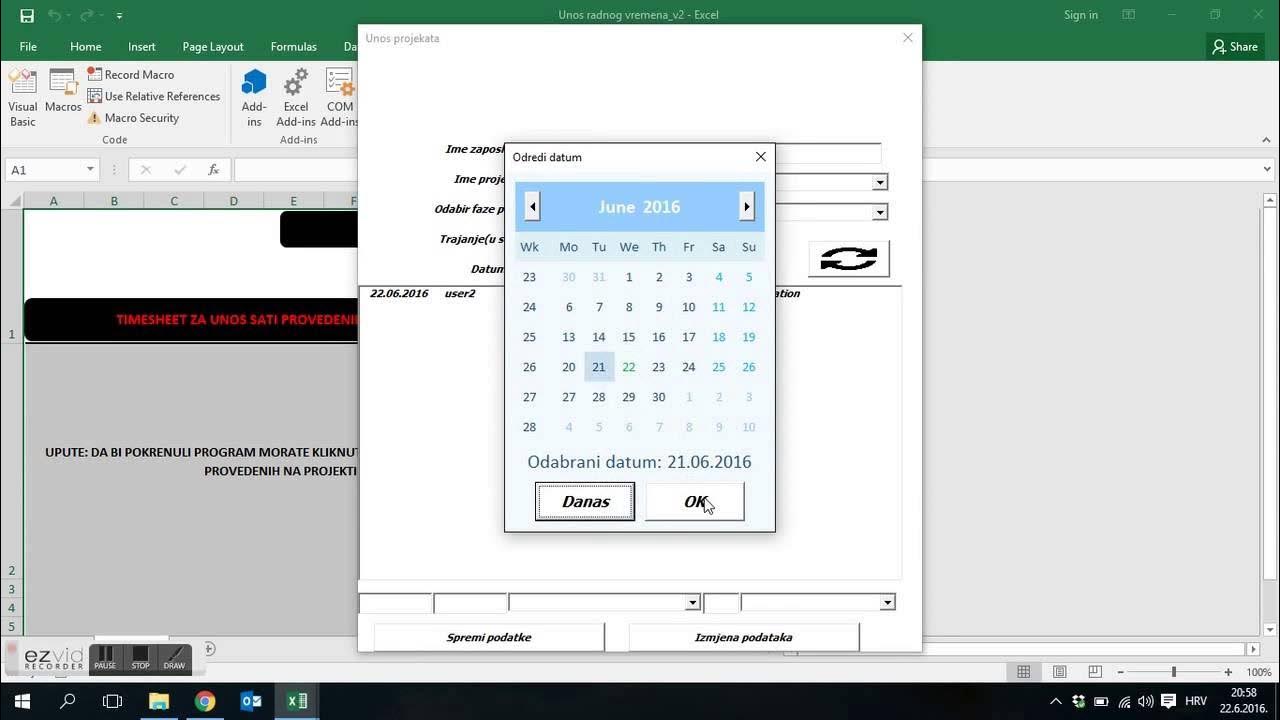 Excel VBA Timesheet application - YouTube