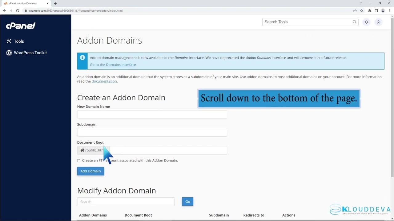 How To Remove An Add On Domain With Klouddeva Youtube