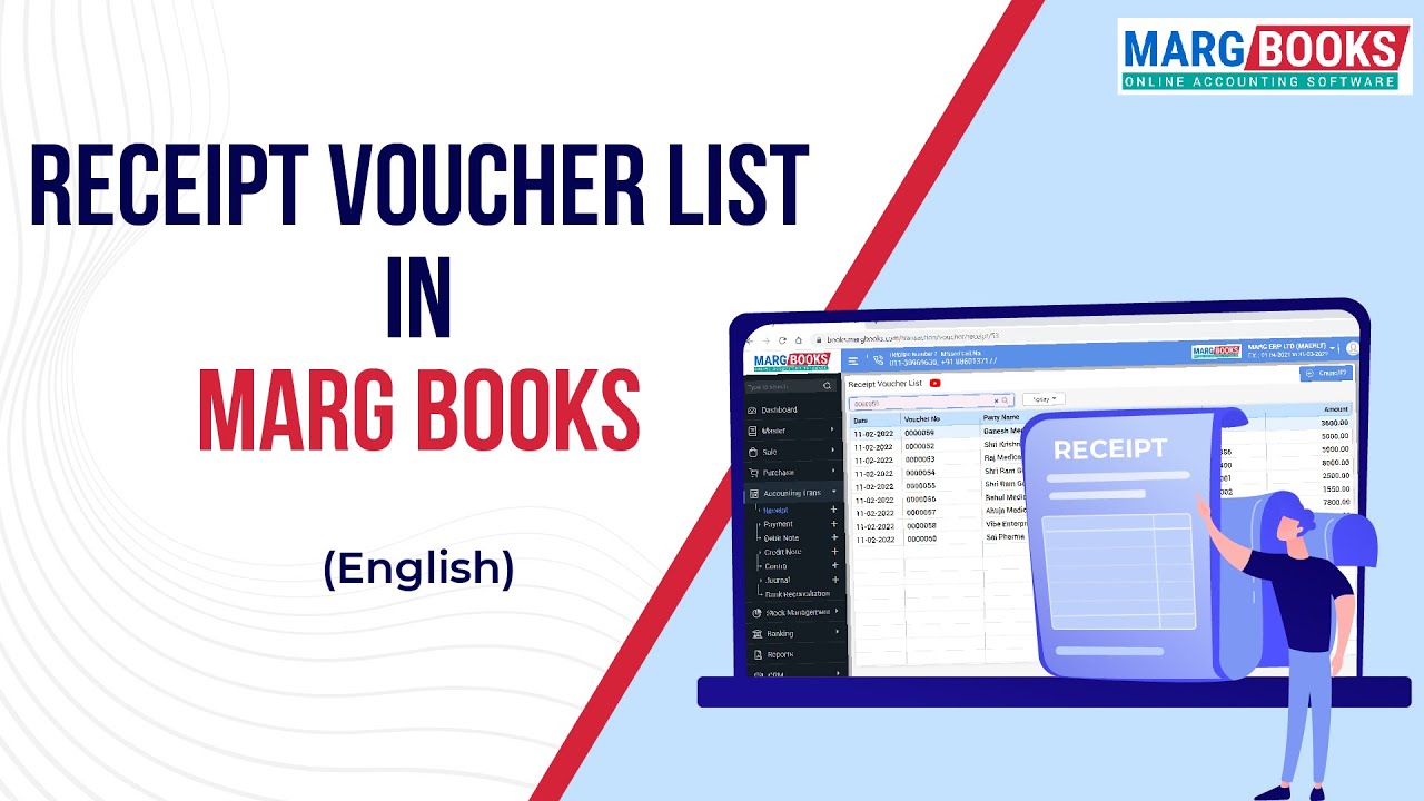 Receipt Voucher List [English] | Marg Books | ONLINE Accounting ...