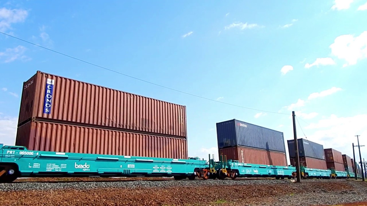 Trem locotrol com Double Stack da Brado em Cordeirópolis-SP - YouTube