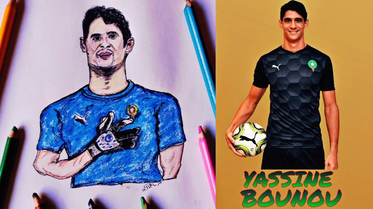 ياسين بونو حارس المنتخب المغربي - رسم وتلوين Yassine Bounou Drawing and ...
