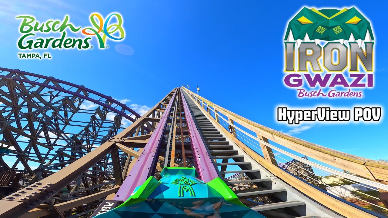 (4K) Iron Gwazi - Insane Hybrid Coaster | HyperView | Front Seat POV ...