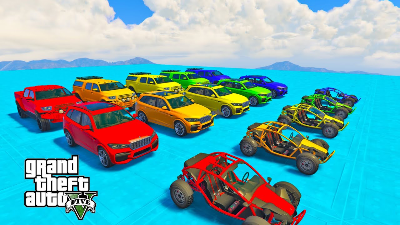 Franklin Stunt Car Racing Compilation on Super Cars, Off Road Jeeps, Boats With Heros - YouTube