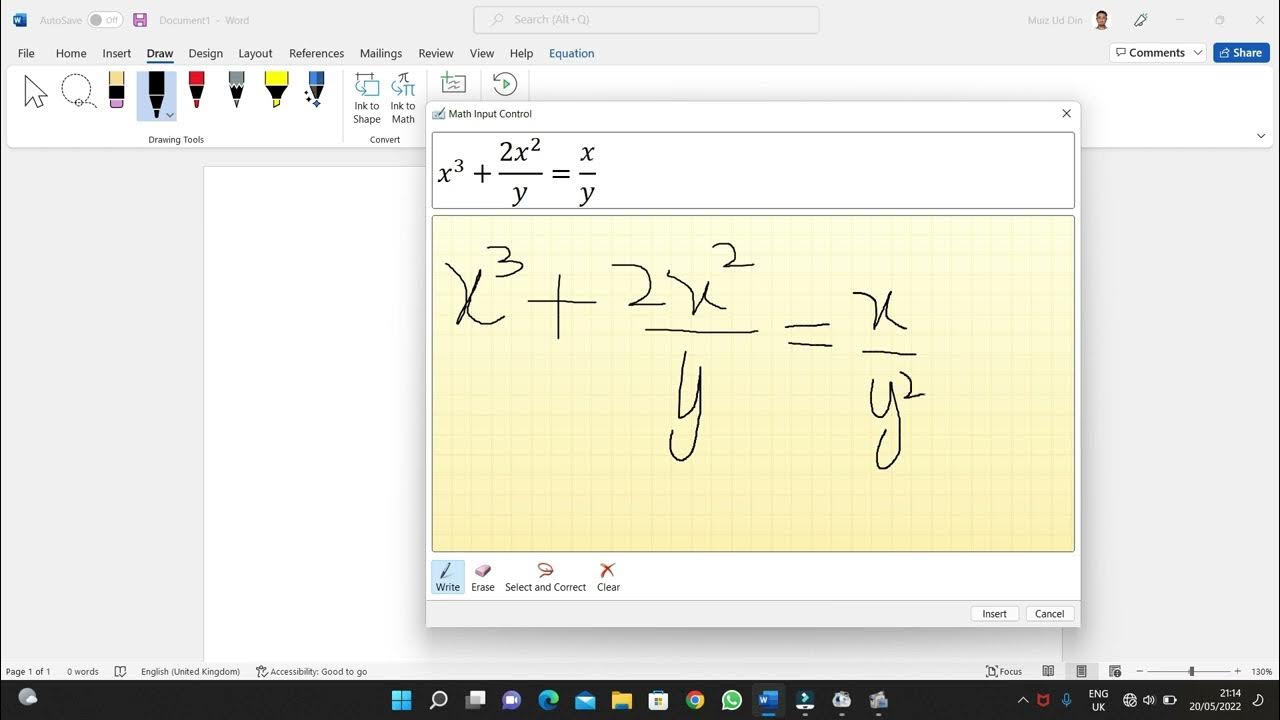How to Use Ink to Maths in Microsoft Word to Write Mathematics ...