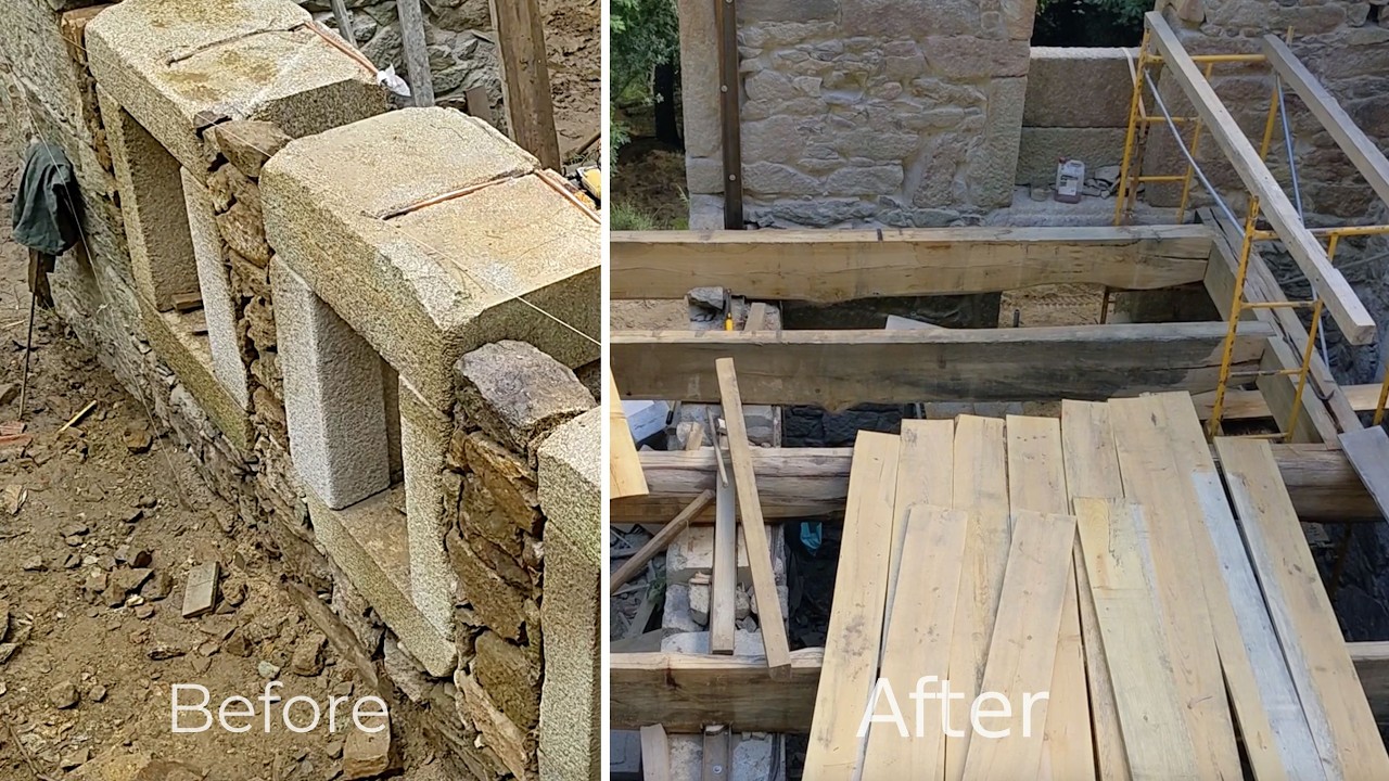 Stone House Renovation - Part 7: New wooden beams for the first floor ...