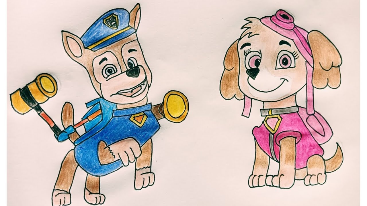 How to draw cute paw patrol cartoon drawing step by step|| Paw patrol ...