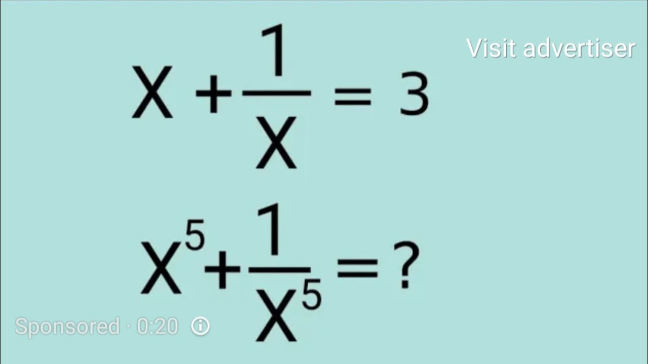 A Nice Algebra Problem | advance Maths for Competitive Exams | harvard ...