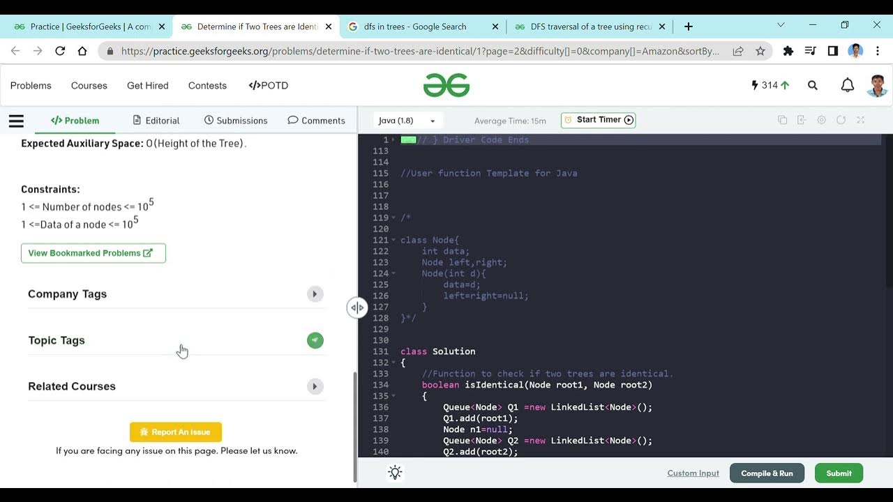 Determine if Two Trees are Identical | Practice | GeeksforGeeks - YouTube