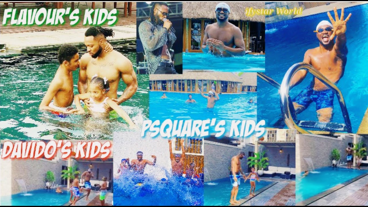 Flavour's Children, Davido's Children and Psquare's Kids in Swimming ...