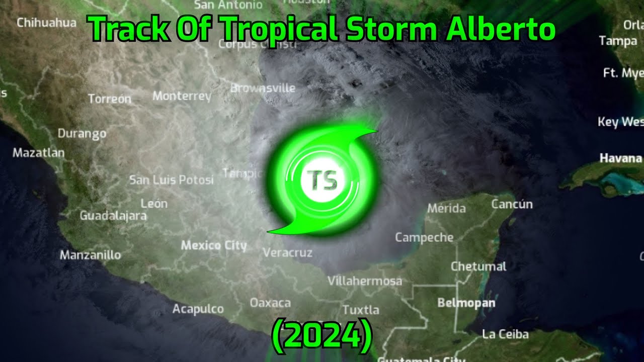 The Track Of Tropical Storm Alberto 2024 - YouTube