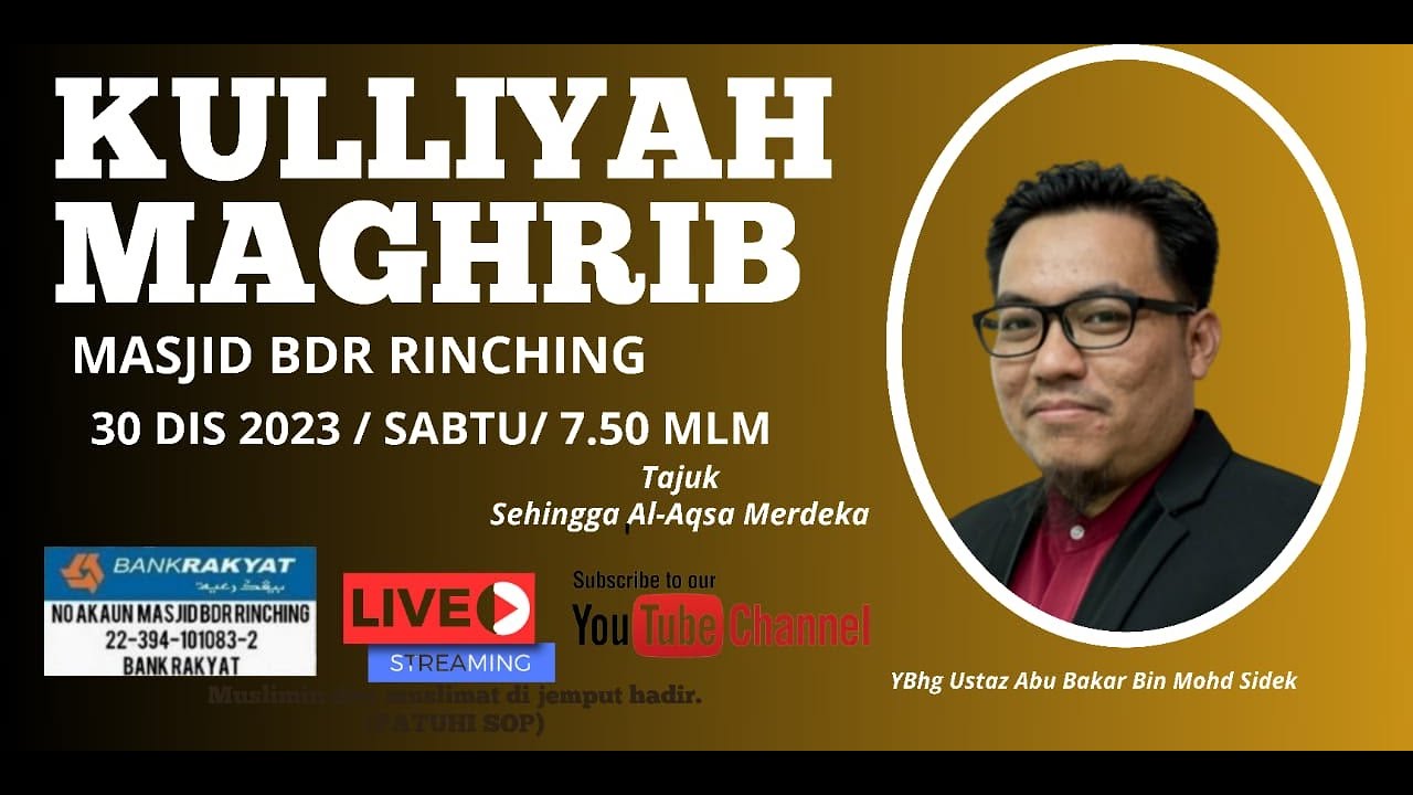 Kuliah Maghrib : 30 Dis 2023M (18 Jamadilakhir 1445H) - YouTube