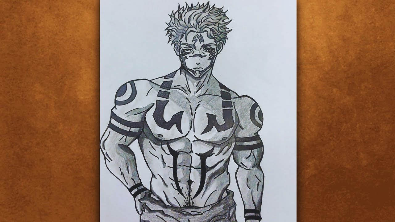 How to draw Sukuna Cool Pose | Jujutsu Kaisen | Anime drawing step by ...