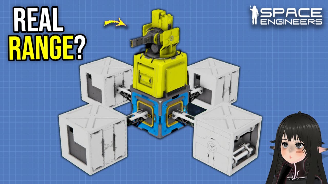 All Large Turret Real Projectile Range Tested, Space Engineers - YouTube