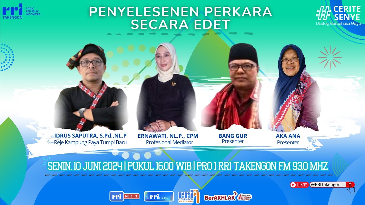 CERITE SENYE RRI TAKENGON || SENIN 10 JUNI 2024 - YouTube