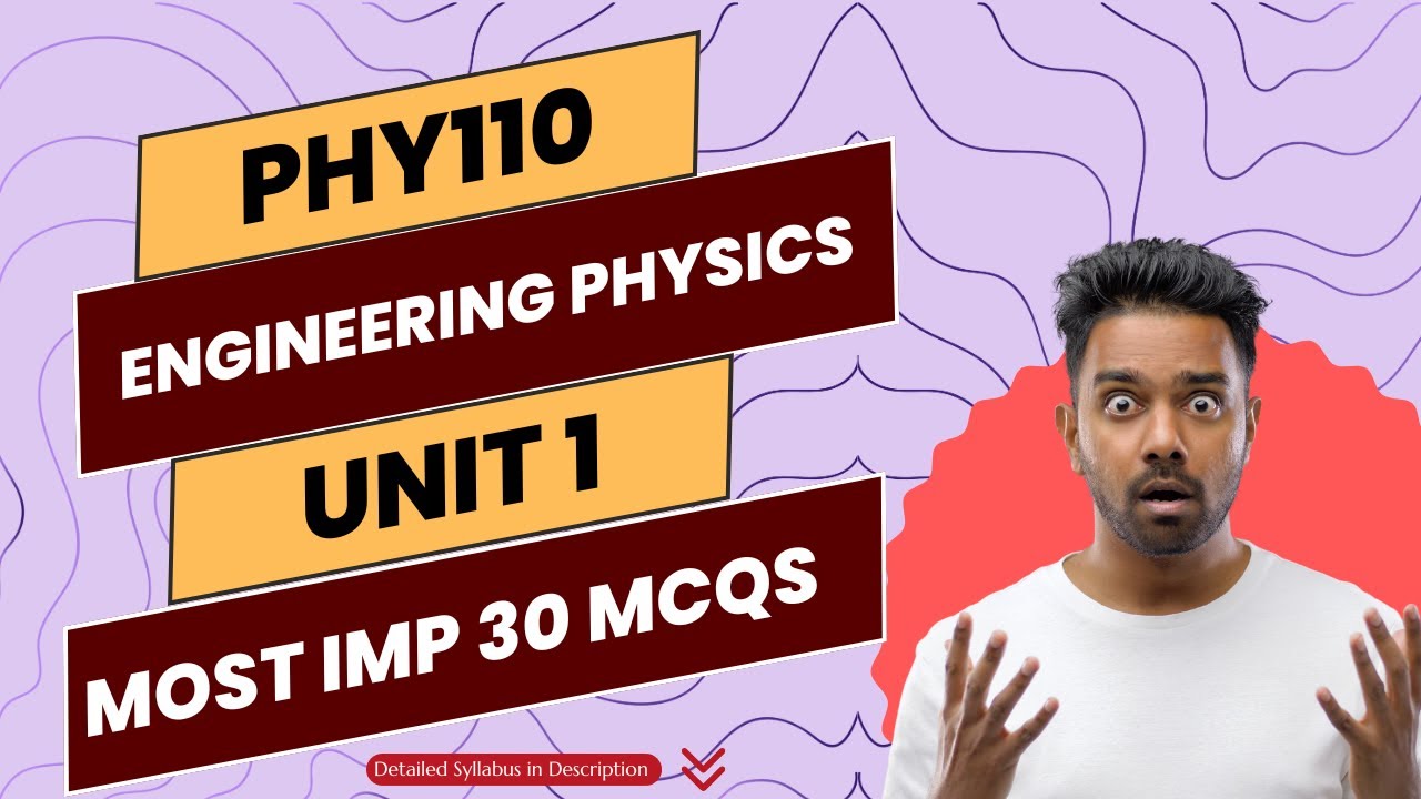 Engineering Physics | PHY110 | UNIT 1 | Most IMP Top 30 MCQs ⚡ - YouTube
