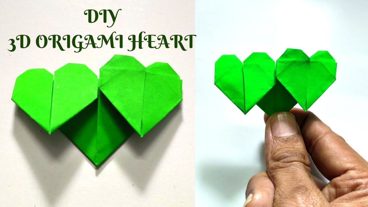 How to make 3D heart ! Paper fold Triple heart ! 3D heart making ...