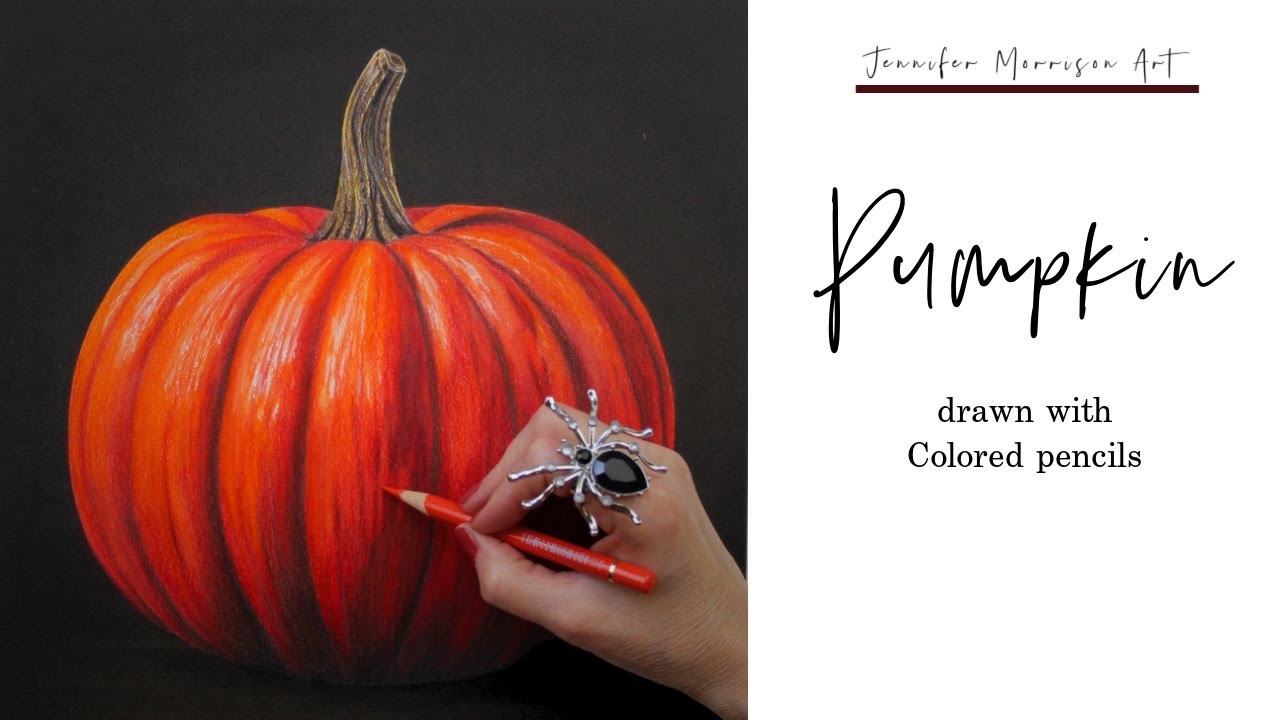 Drawing a Traditional Pumpkin using Colored Pencils - YouTube