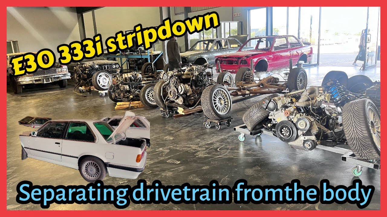 BMW E30 333i - 1 of 5 full on restorations Separating the drivetrain from the body - YouTube