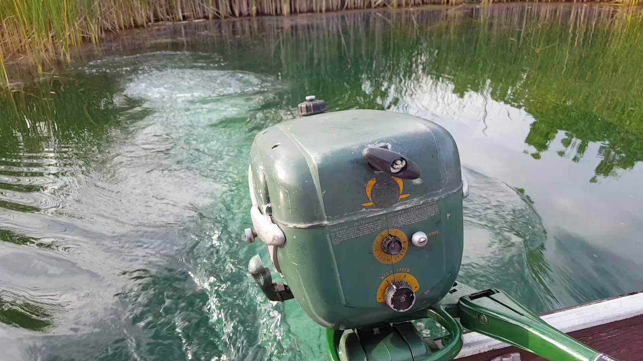 1956 Spiegel Brooklure 500 5hp Outboard Motor Pond Test - YouTube