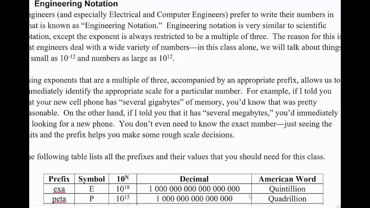 ECE 100 01 Engineering Notation Lesson - YouTube