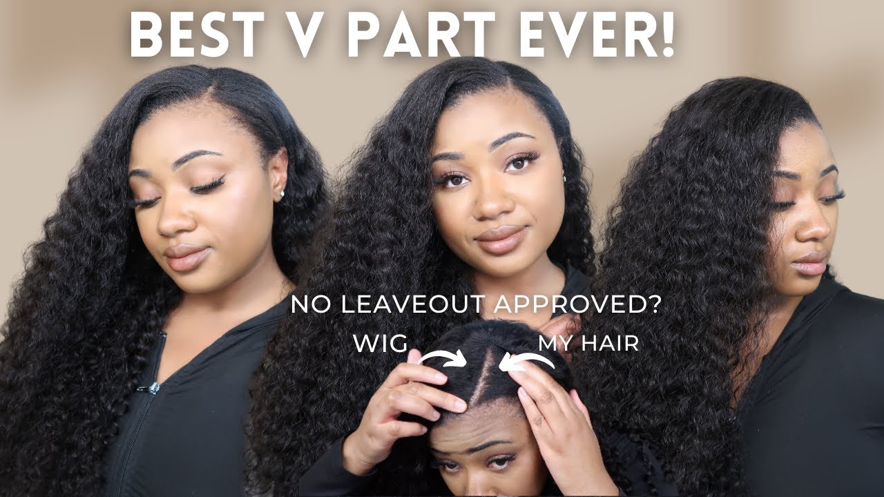 Best V Part for No Leavout! | Water Wave V Part Wig Install + Color Wow ...
