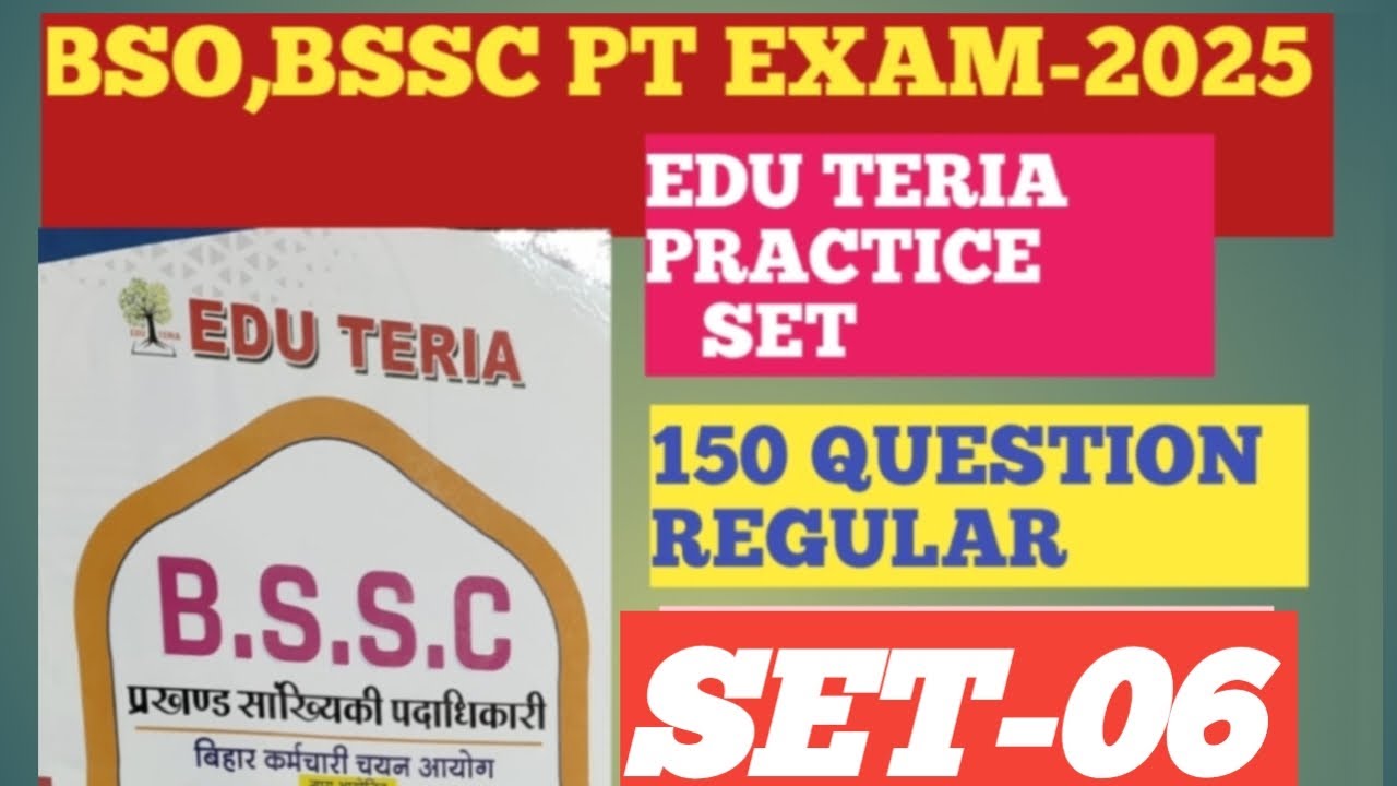 BSO,BSSC PT EXAM PRACTICE SET EDU TERIA-2025# SET-06 #VIRAL VIDEO # ...
