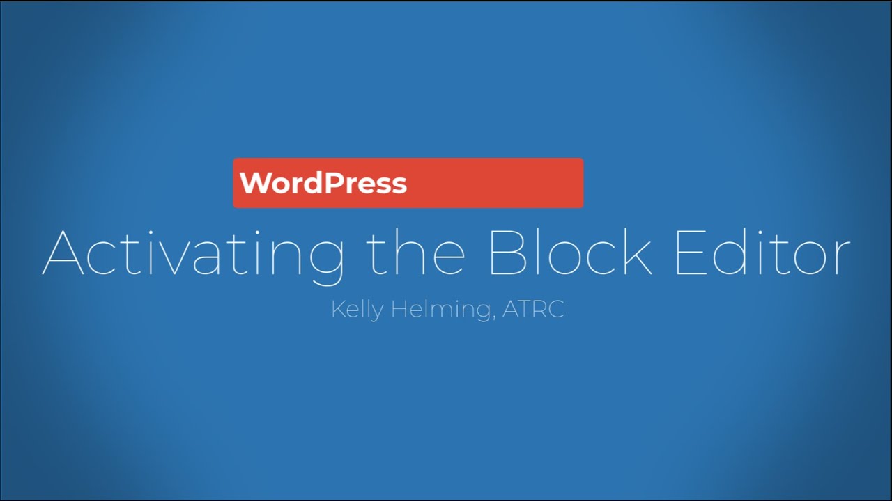 How To Switch To The Block Editor YouTube How To Switch To The Block Editor YouTube