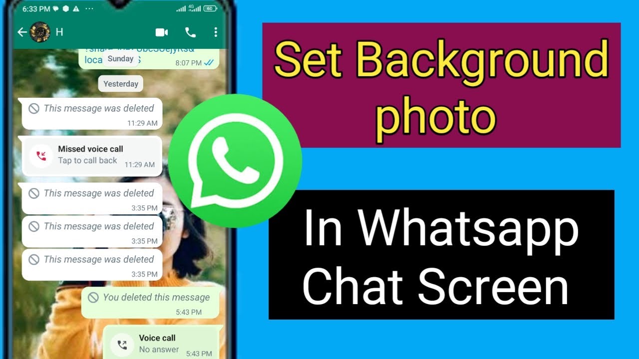 How to Set background photo in Whatsapp chat screen - YouTube