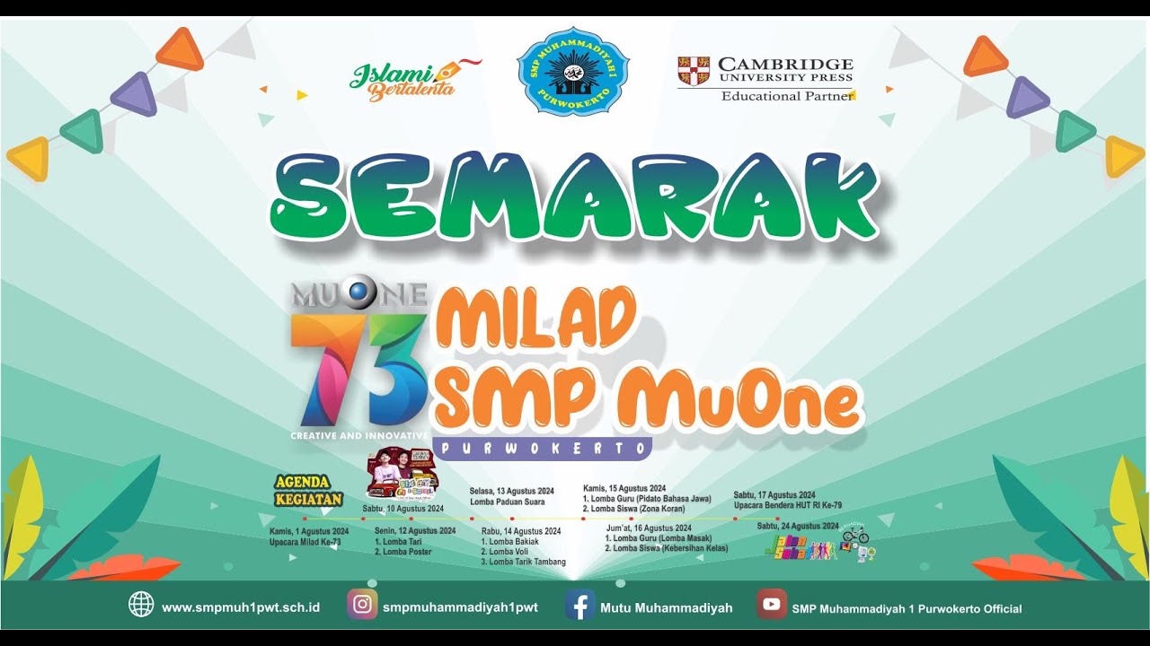 PUNCAK ACARA MILAD KE - 73 SMP MUHAMMADIYAH 1 PURWOKERTO - YouTube
