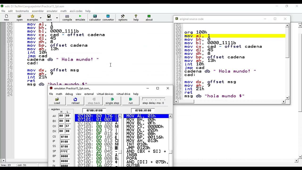 INTERRUPCIONES INT 10H Y INT 21H EMU8086 - YouTube