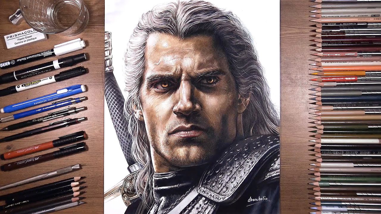Drawing The Witcher: Geralt of Rivia (Henry Cavill) - YouTube
