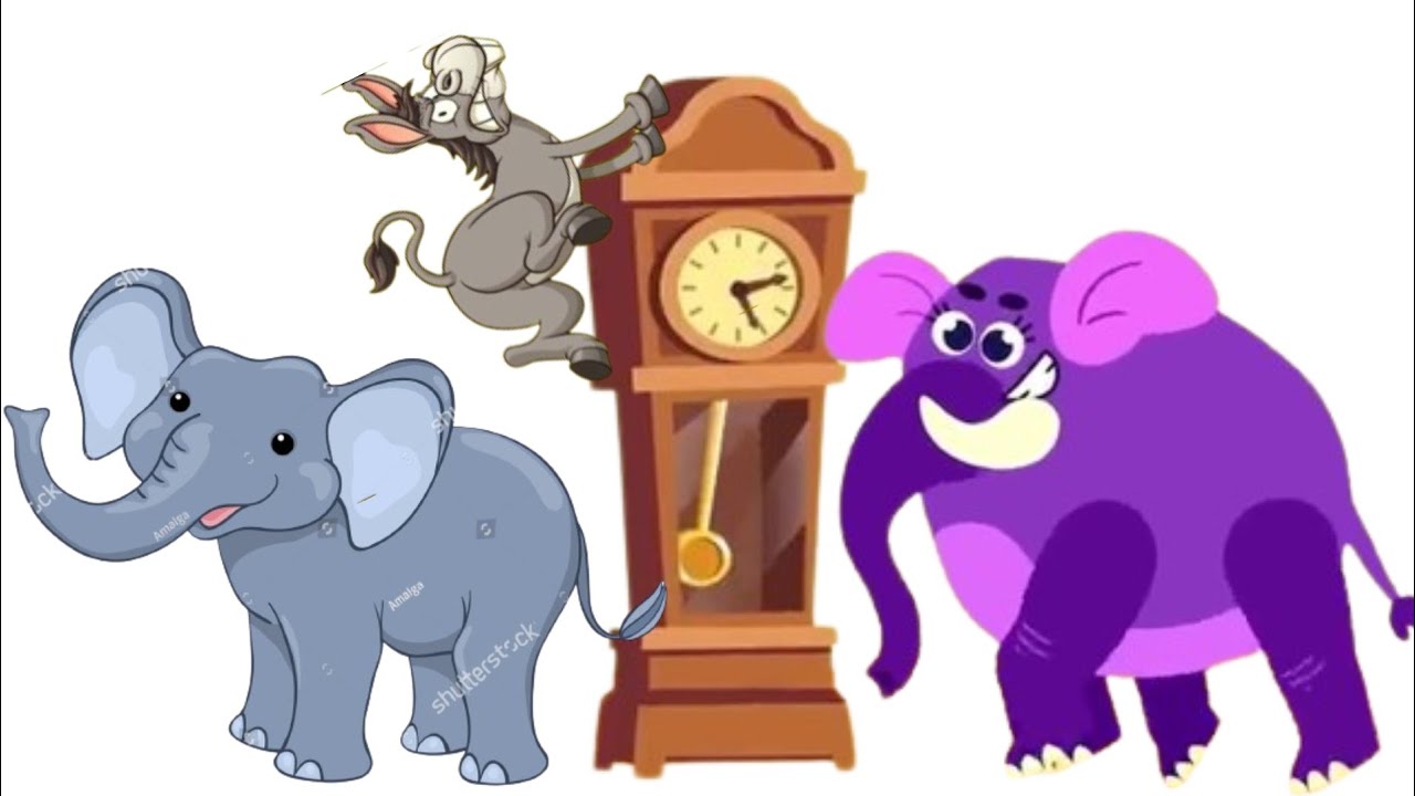 Hickory Dickory Dock Elephant and Donkey| Nursery Rhymes & Kids Song ...