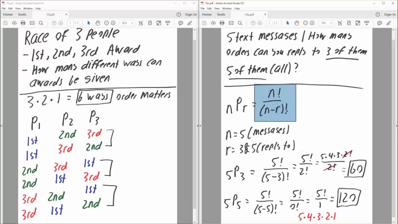 Alg2: Permutations—n objects taken r at a time (Solved by Hand) - YouTube