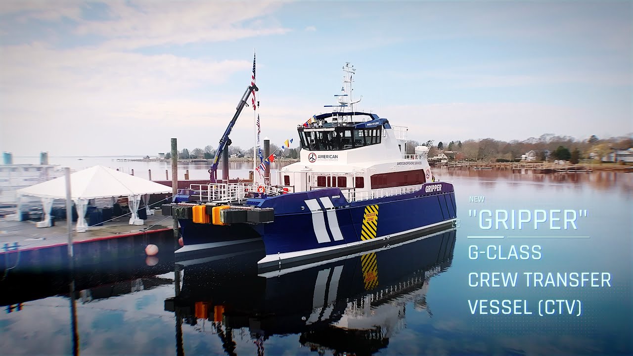 Launch of the Gripper: Offshore Wind Farm Crew Transfer Vessel - YouTube