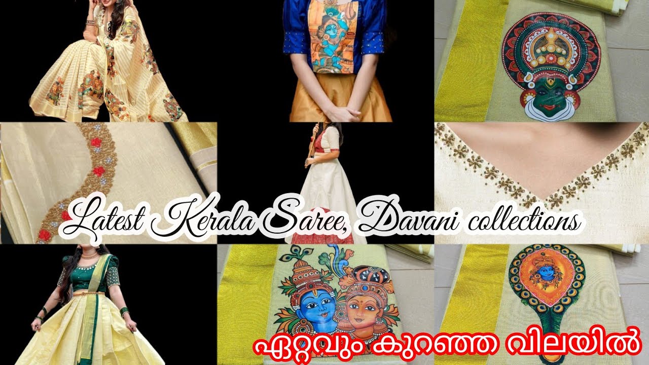 Kerala Traditional Saree, Davani collections | Onam collections of ...