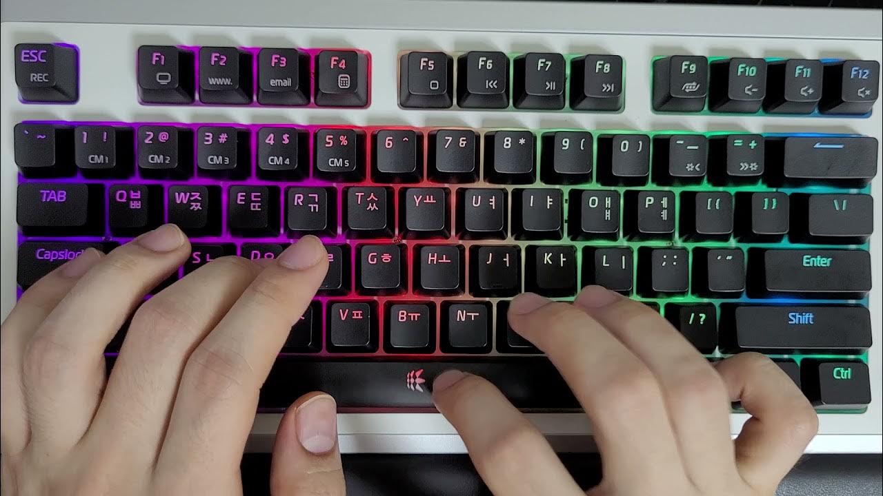 마이크로닉스 WARP WK-1 마닉축 RGB 게이밍 기계식 키보드 블랙 (청축) 타건 영상 - YouTube