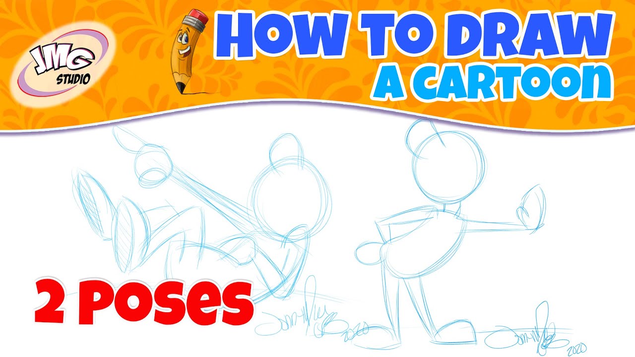 How to draw 2 cartoon poses step by step - YouTube