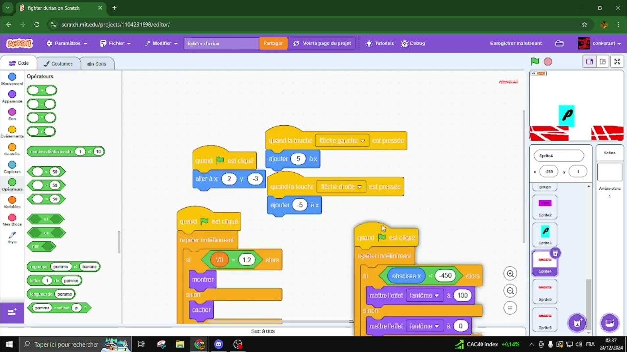 comment faire un Fighter sur scratch part 4 (fr tuto)[la scène mouvante début] - YouTube